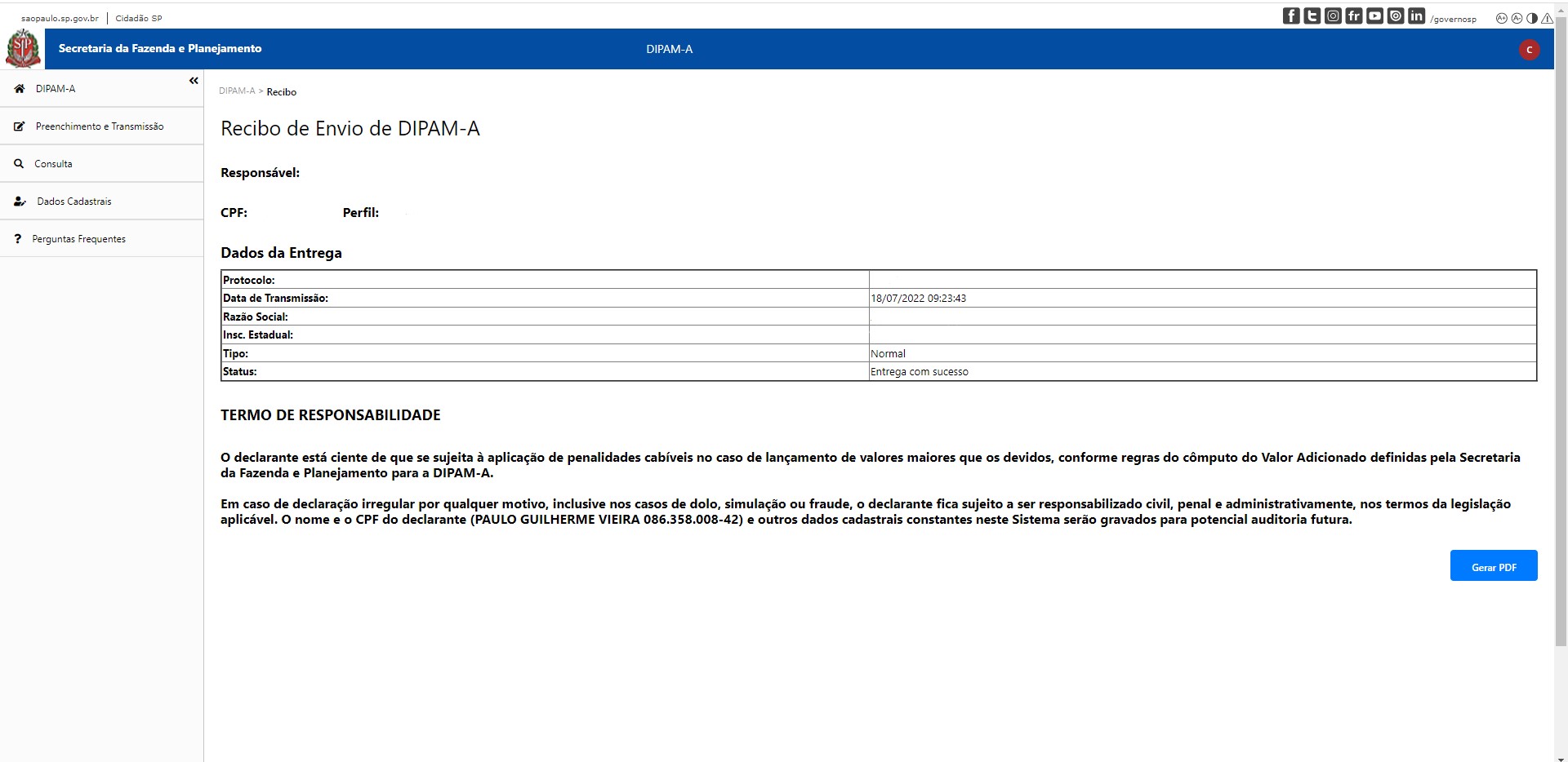 DIPAM A - Declaração do Produtor Rural - Prefeitura Municipal de Itirapina
